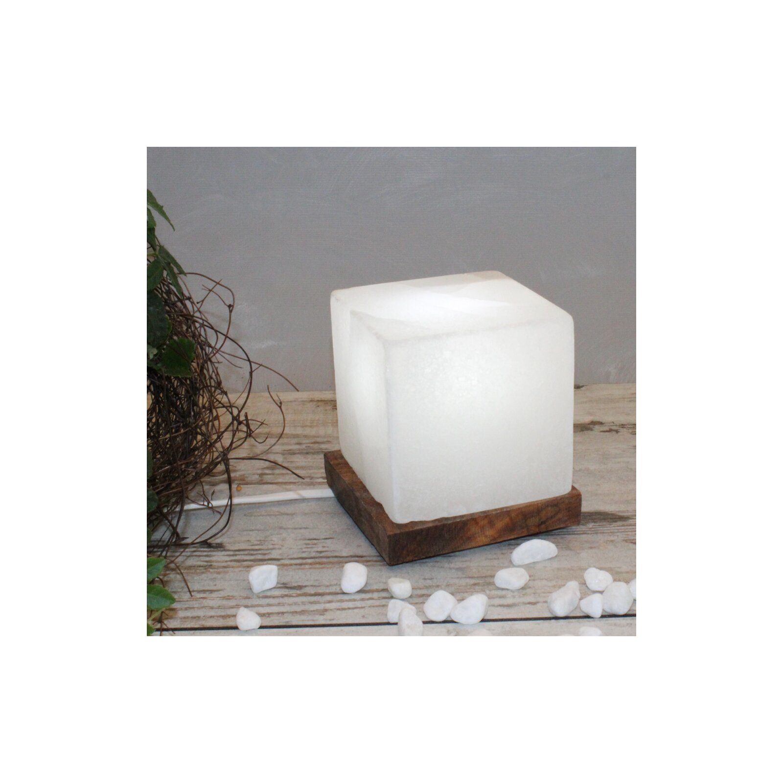 Illuminated Salt Crystal CUBE, White Line